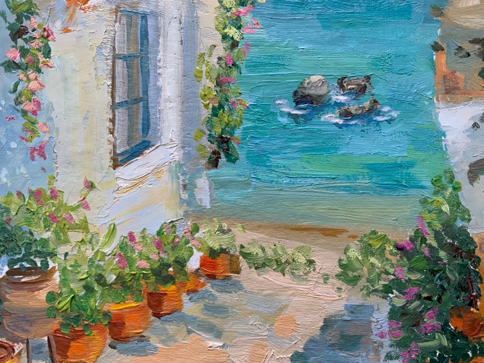 Sunny Coast oil painting Seascape Vibrant Sea Beach Landscape 14x10 ...