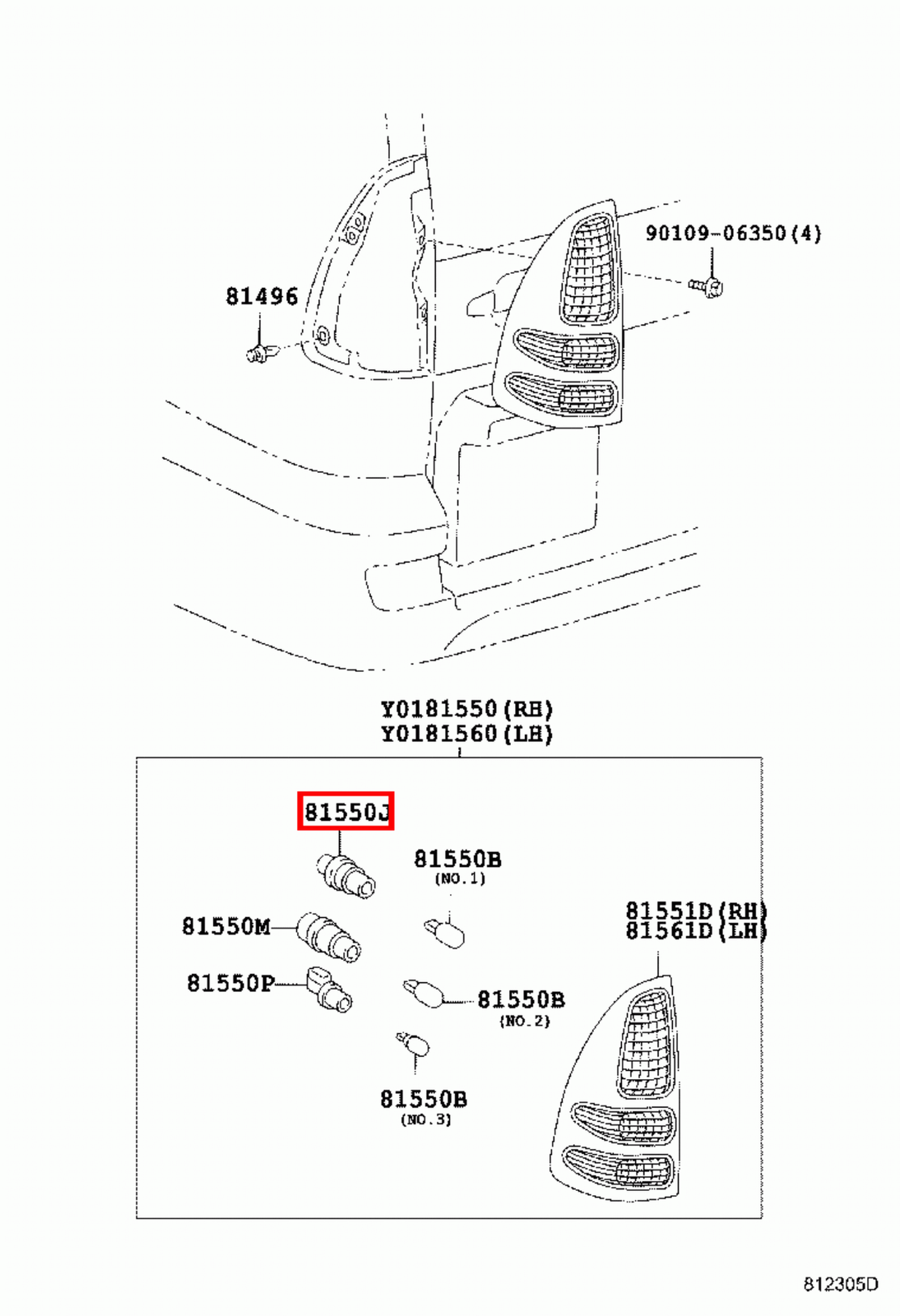 Genuine Toyota Prado VZJ125 Spacio NZE121 Rear Tail Brake Stop Lamp ...