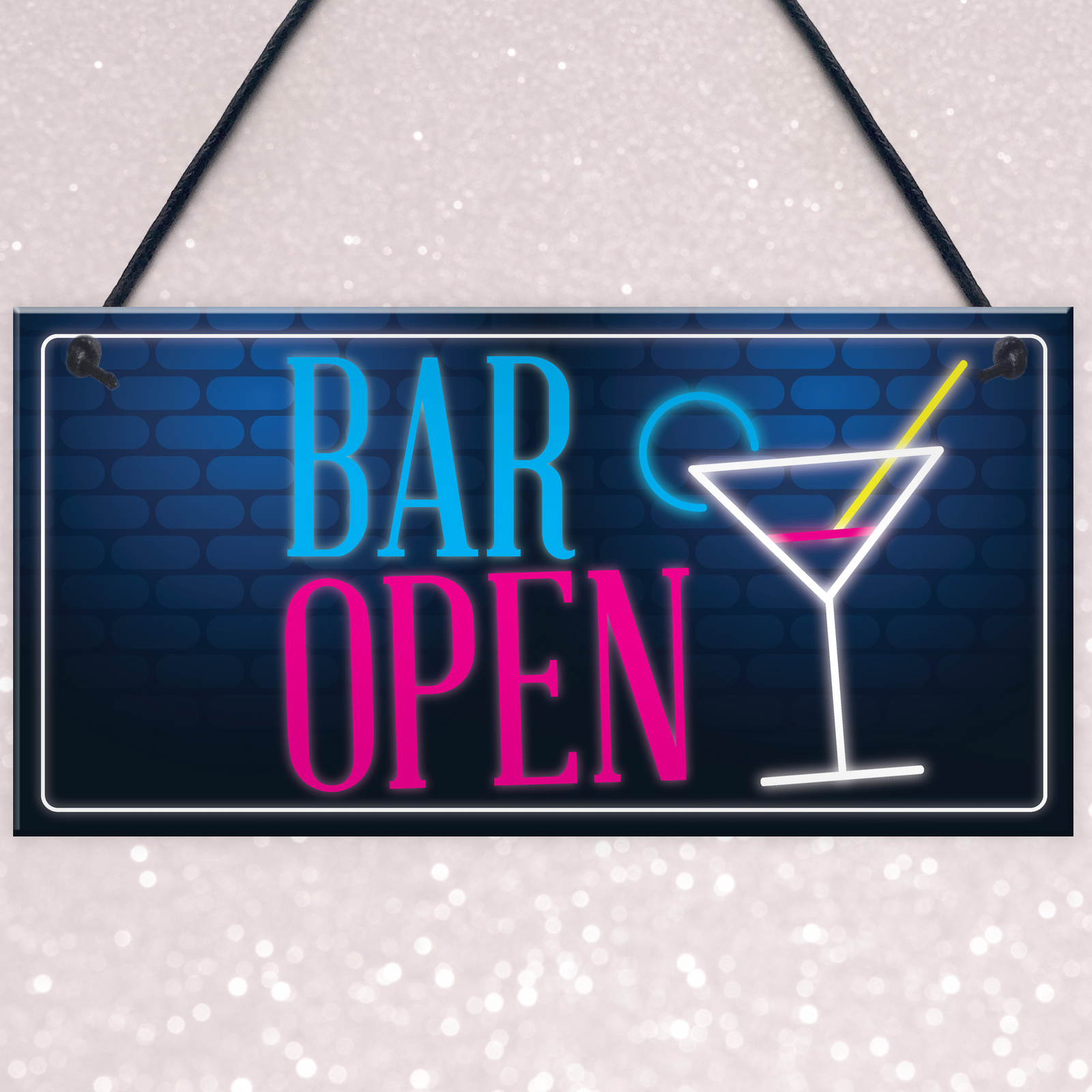 Bar Open Sign NEON EFFECT Home Bar Man Cave Pub Club Window Plaque ...