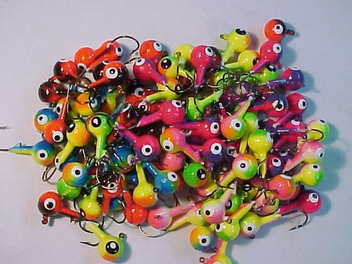 100 NEW ASSORTED FLOATING JIG HEADS 3/8 SIZE 1 HOOKS JIGS fishing MIXED ...