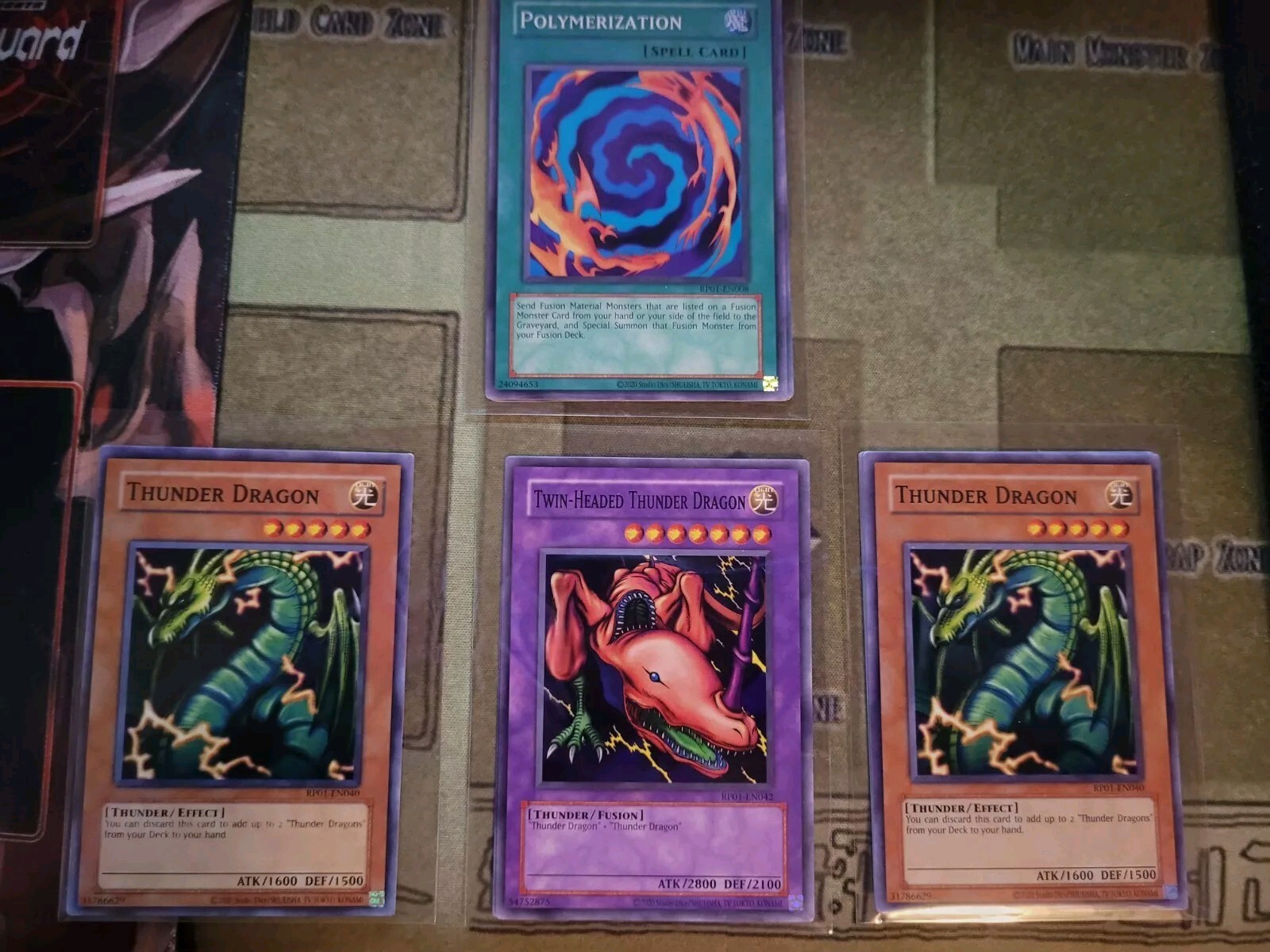 YUGIOH 2X THUNDER DRAGON + TWIN-HEADED + POLYMERIZATION RP01 COMMON ...
