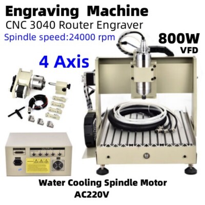 800W 4 Axis CNC3040 Router Engraver Metal Milling Engraving Cutting ...
