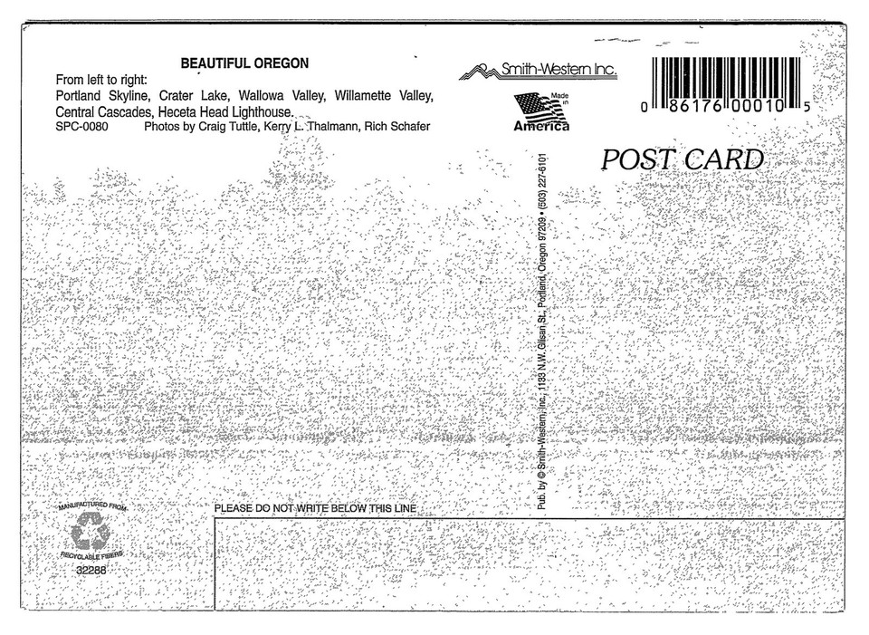 Vintage 1990s- View of The State of Oregon- Portland, Oregon Postcard ...