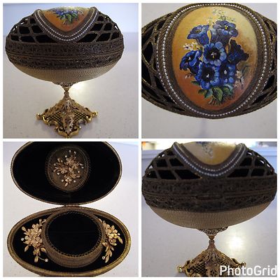 VINTAGE DECORATED actual EGG RING BOX Handmade GLENROY DANKEL Eggery ...