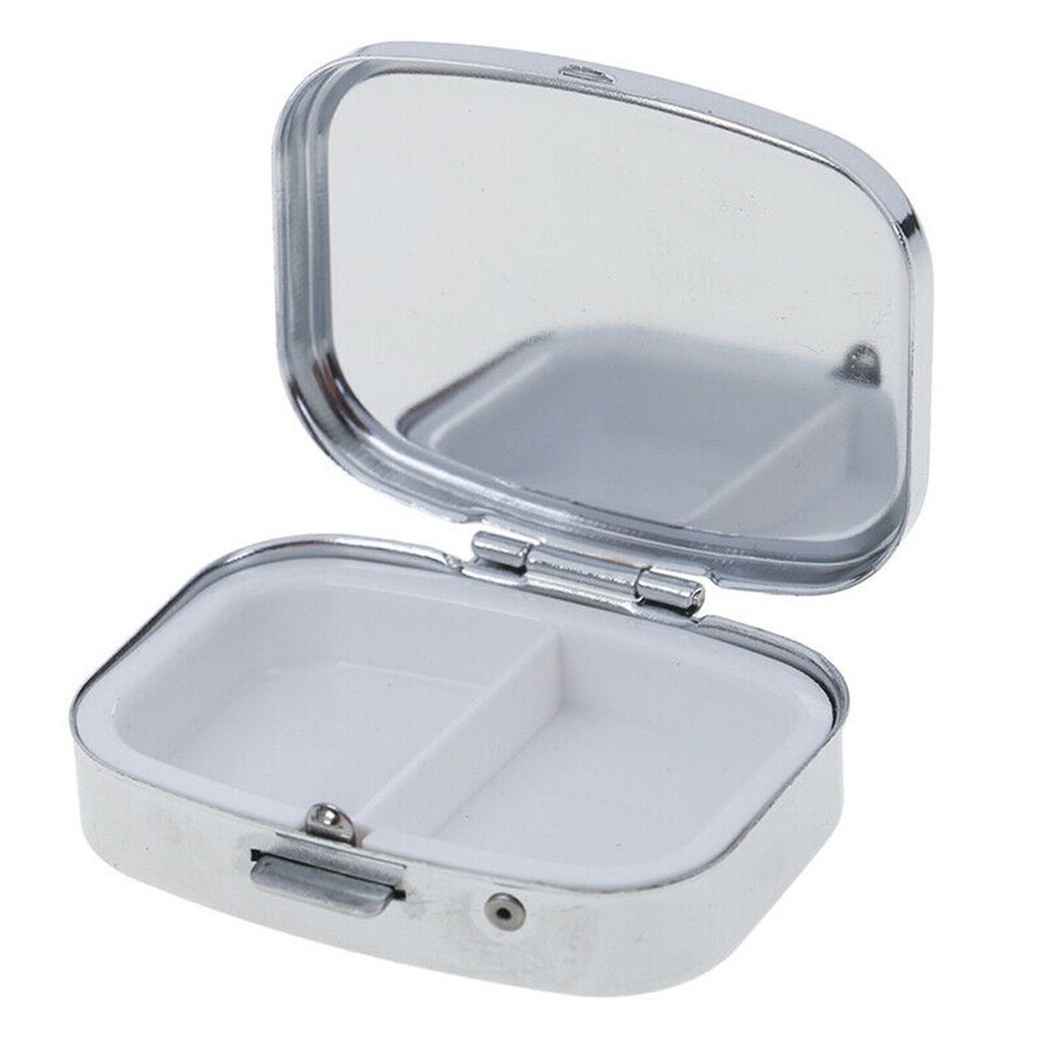 Pill Box Tablet Case Organizer Silver Small Storage Travel Medicine Box | eBay UK