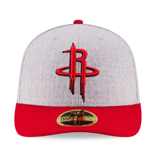 New Era Houston Rockets Fitted Hat NBA Authentic Low Profile Gray Red 2 ...