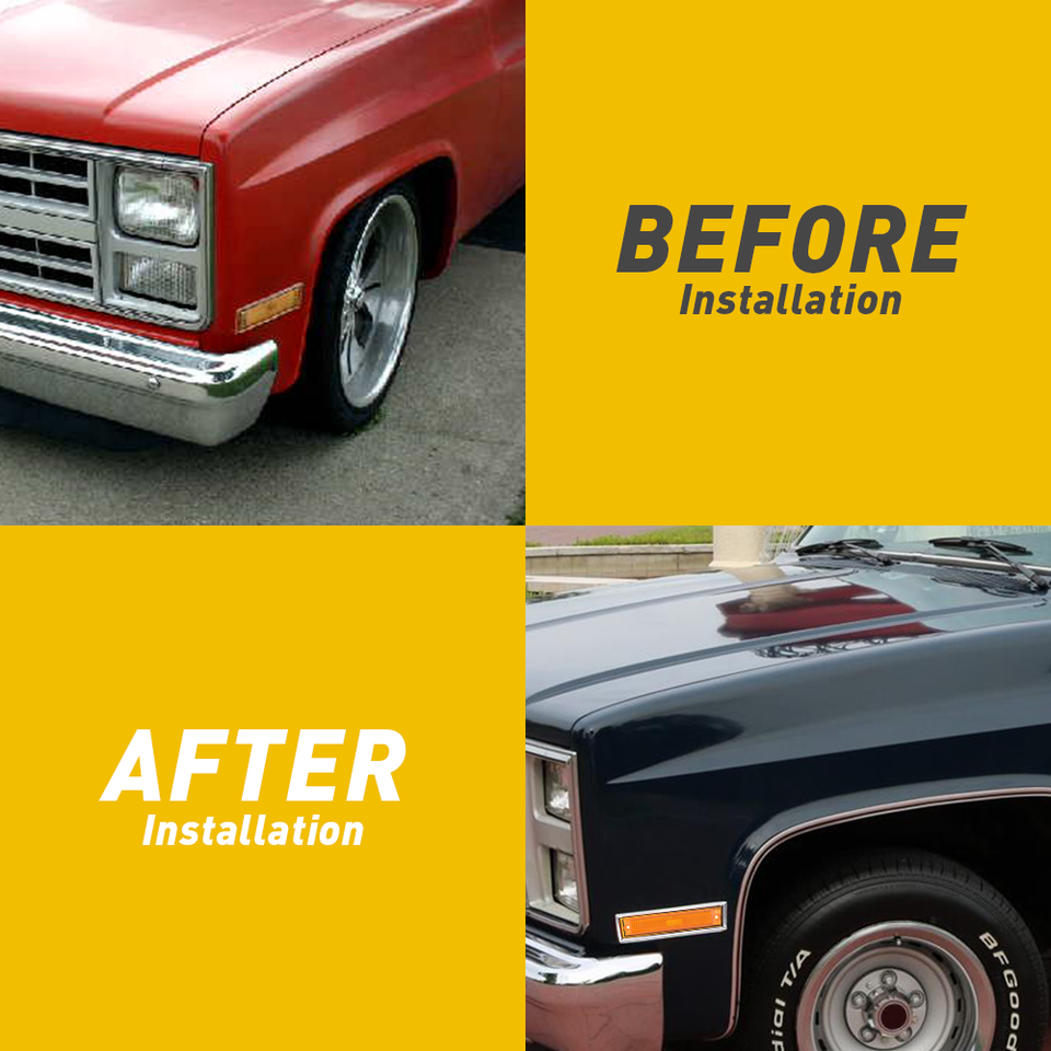 Side Marker Lights Chrome Bezel Lens For 81-91 Chevy C10 C20 C30 GMC ...