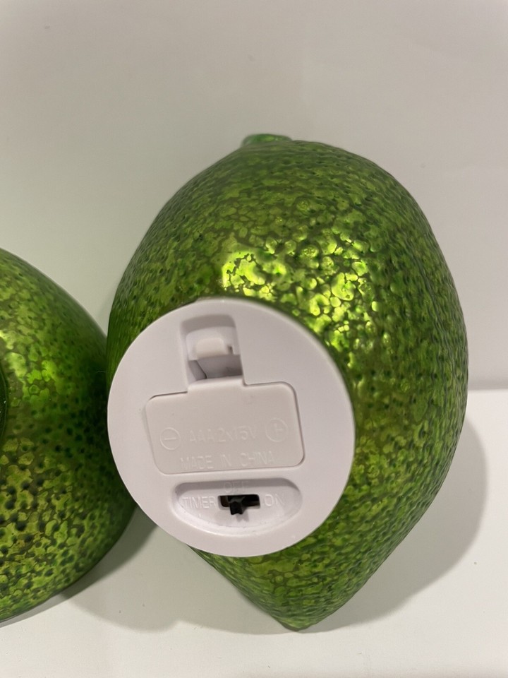 Valerie Parr Hill Set of 3 Illuminated Mercury Glass Fruit (Limes) w ...