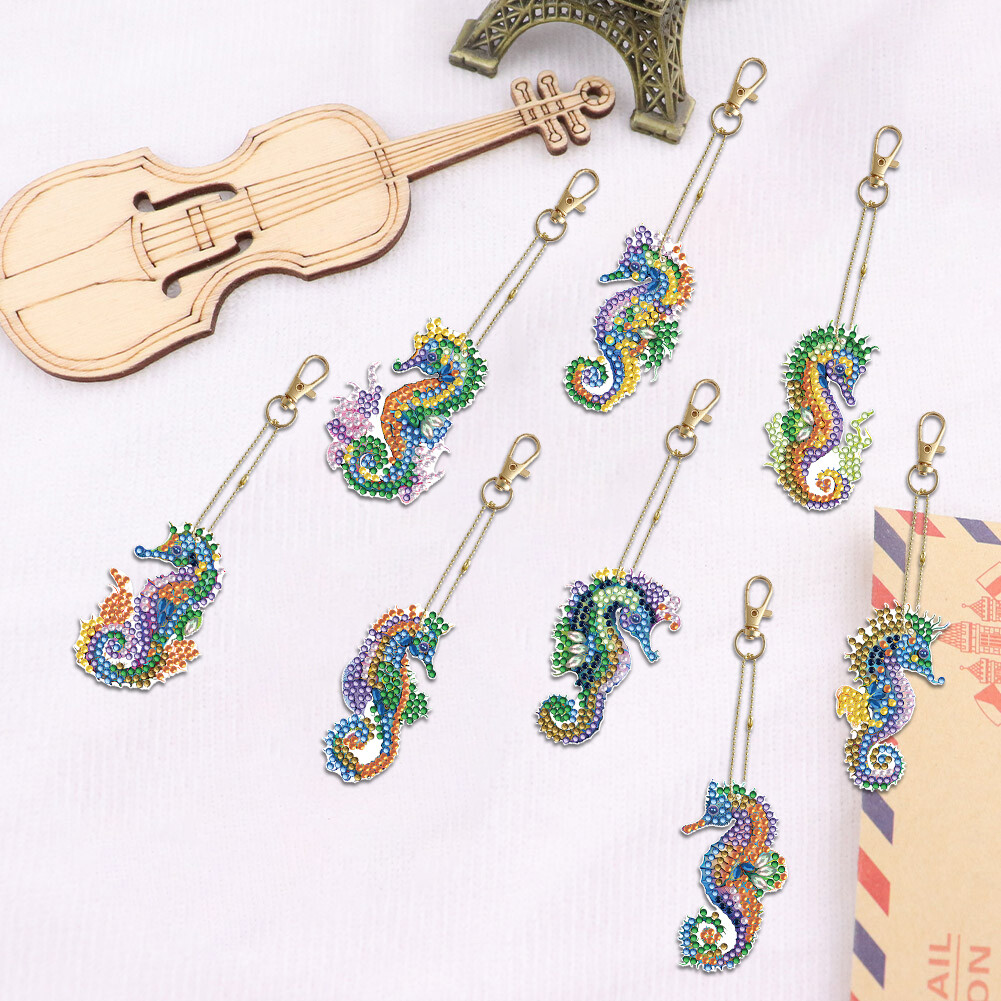 8pcs 5D Diamond Art Key Rings Art Craft DIY Special-shaped Drill Gifts ...
