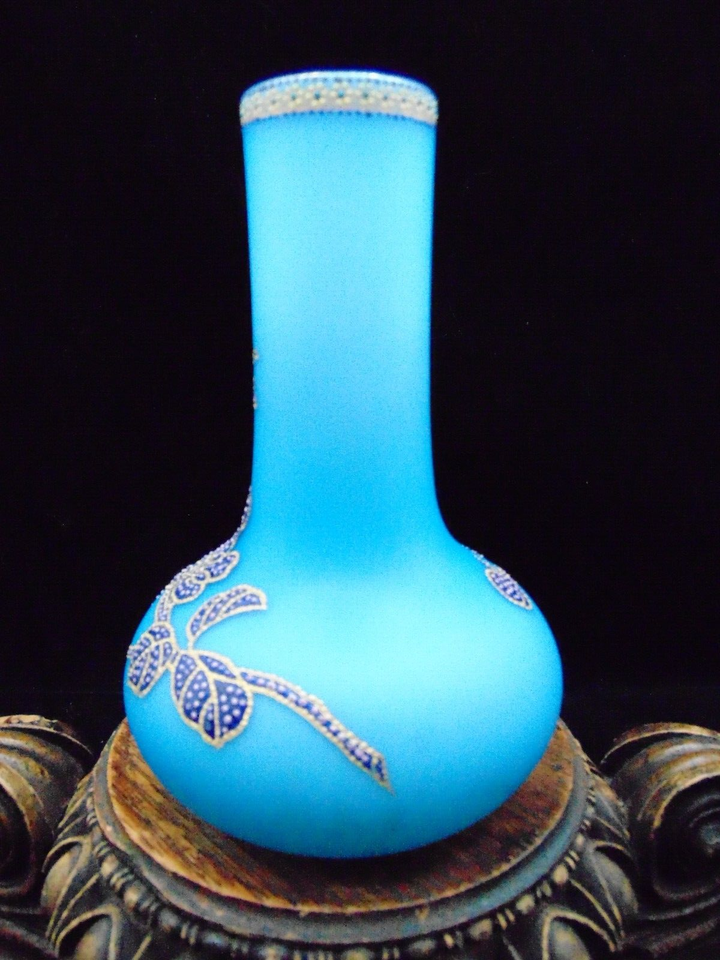 Harrach Victorian Blue Enameled POINTILLISM Dragonfly & Floral Art ...