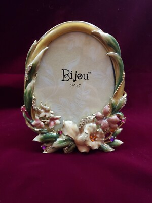 BIJOU PINK FLORL OVAL RHINESTONE PICTURE FRAME 3.5X5 FREE SHIPPING | eBay