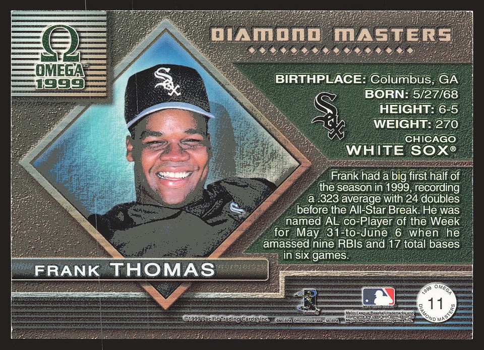 1999 Pacific Omega #11 Frank Thomas Diamond Masters | eBay