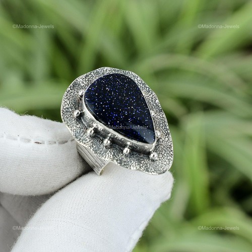 Gift For Her 925 Silver Natural Blue Sunstone Gemstone Multi Stone Ring ...