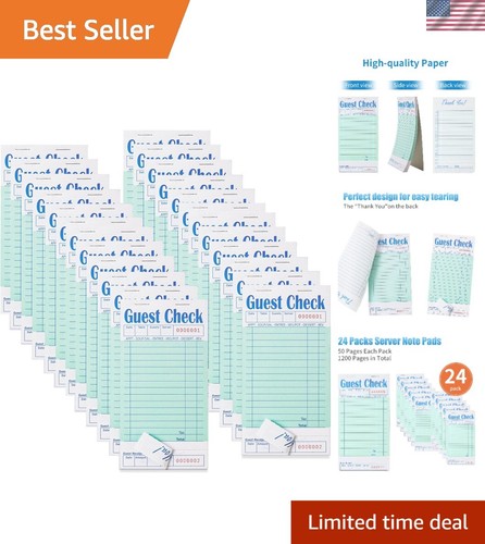 24 Pack Guest Check Books: Premium Server Note Pads for Efficient ...