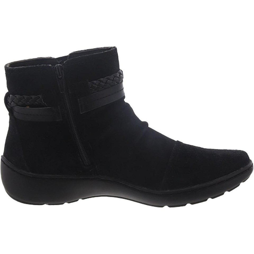 Clarks Womens CORA BRAIDBOOT Black Suede Ankle Boots 6 Medium (B,M ...