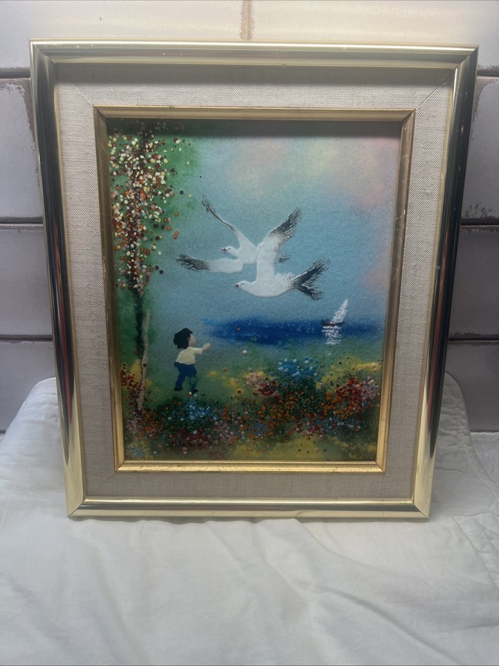 Louis Cardin 1980 Vintage Enamel On Copper Paintings, Signed by the ...