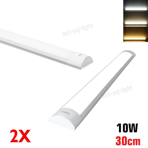 2x 1FT 30cm LED Slim Ceiling Batten Tube Light Dimmable Linear Fluro ...