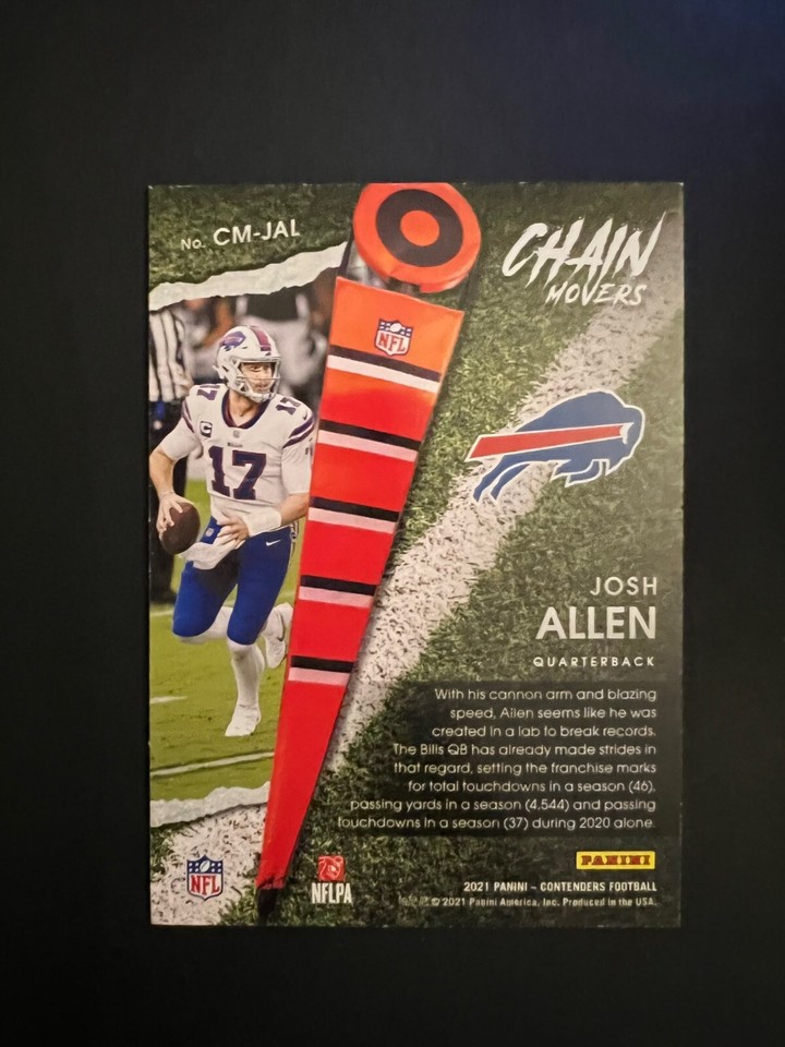 2021 Panini Contenders Football Josh Allen Chain Movers #CM-JAL Buffalo ...