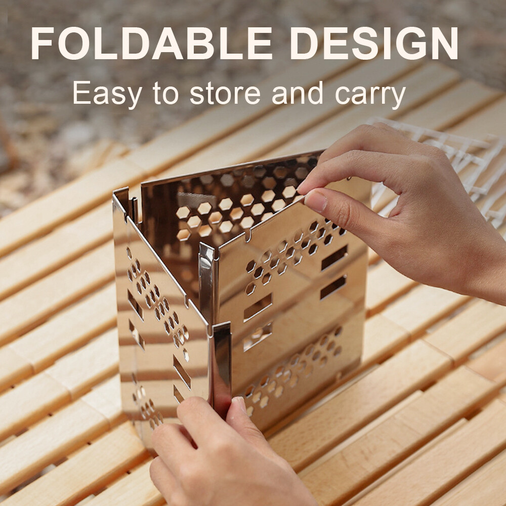 Camping Wood Burning Portable Folding Stainless Steel Backpacking H9V9 ...