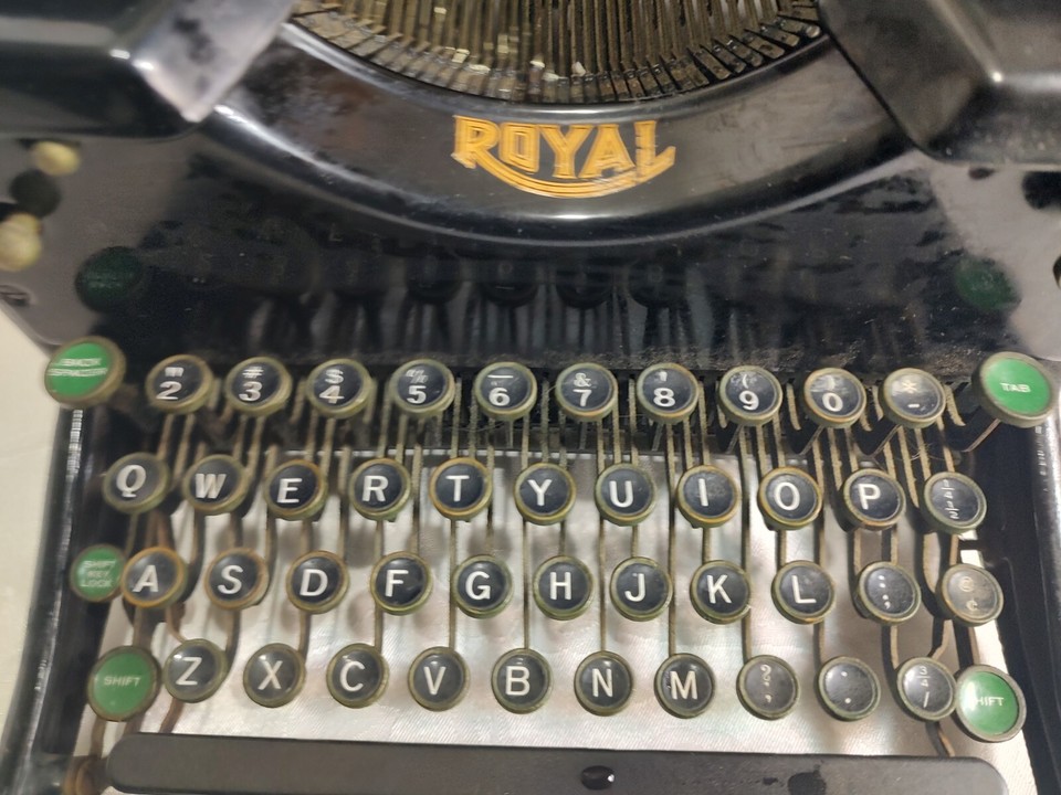 Antique Royal Typewriter with Dual Beveled Glass Sides 1900s w Adding ...