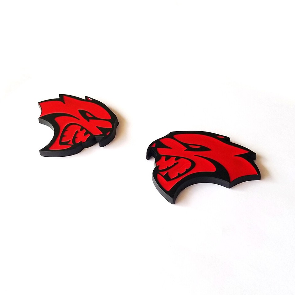 2x OEM Black Red HELLCAT Right Left Emblem Badge for Hellcat Emblem | eBay
