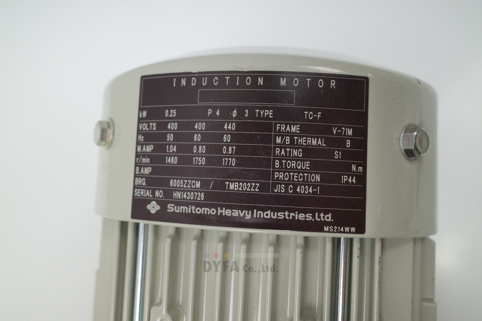 SUMITOMO 0.25KW 3PH INDUCTION MOTOR + RNYM3-1220-7 HYPONIC DRIVE MOT-I ...