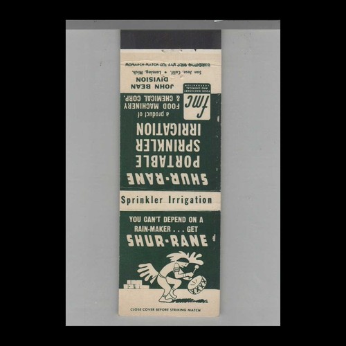 Matchbook Cover Shur-Rane Sprinkler Irrigation San Jose, CA | eBay