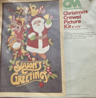 Columbia Minerva Christmas Crewel Picture Kit Denim Santa Claus ...