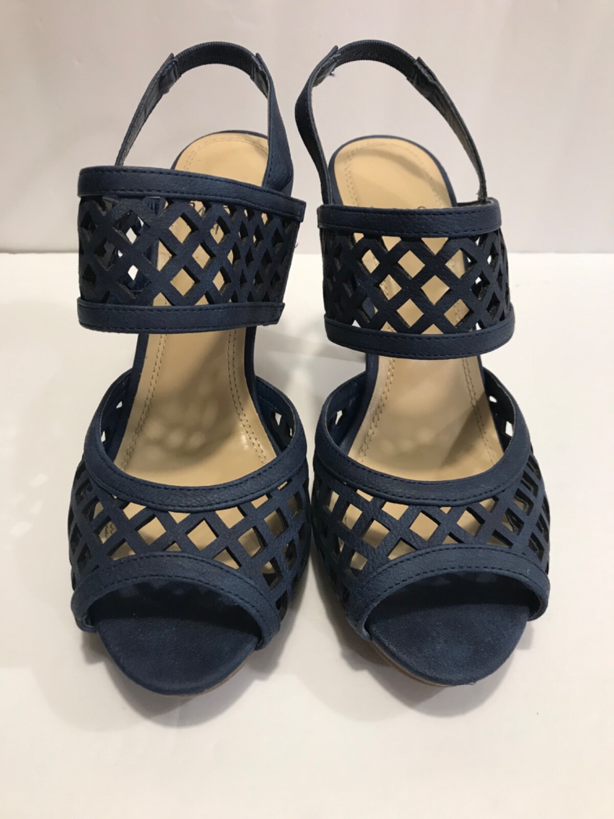 Impo Olga Blue Slingback Sandals Cut Out Open Toe Hee… - Gem