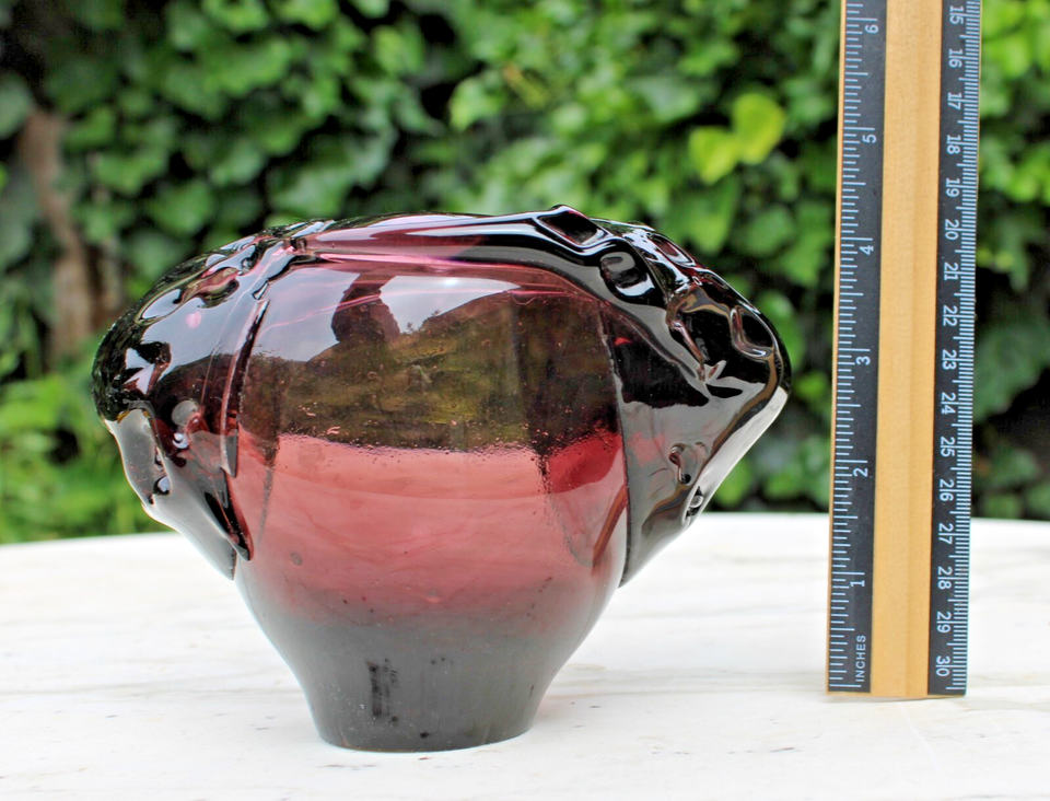 Vintage James Jim Wayne Organic Freeform Blown Art Glass Orb / Vase ...