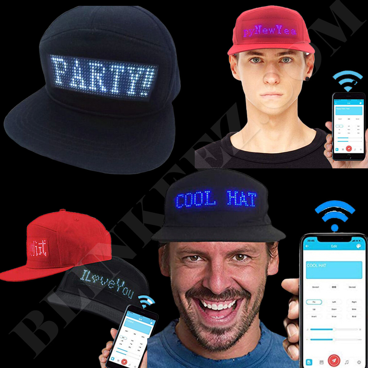 Programmable LED Message Hat Snapback Baseball LED Hat Hiphop Hat Men ...