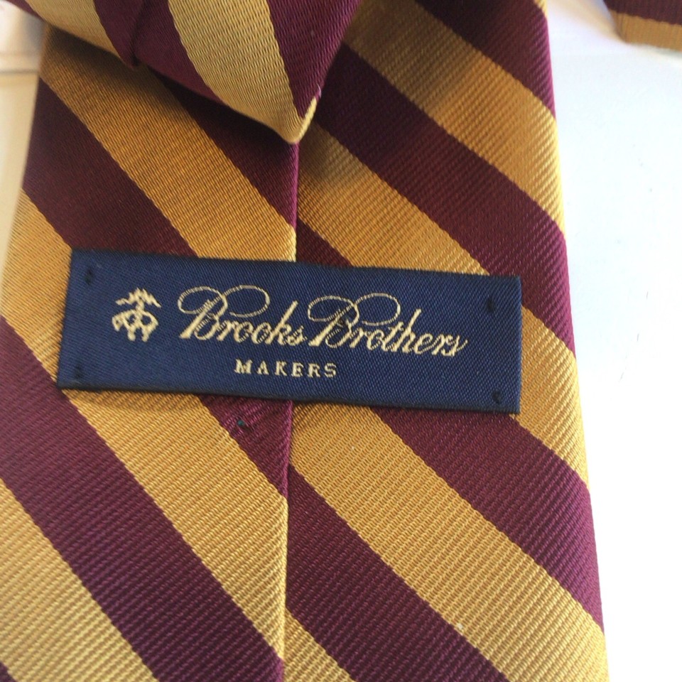 Brooks Brothers Makers Gold & Maroon Stripped Silk Neck Tie | eBay