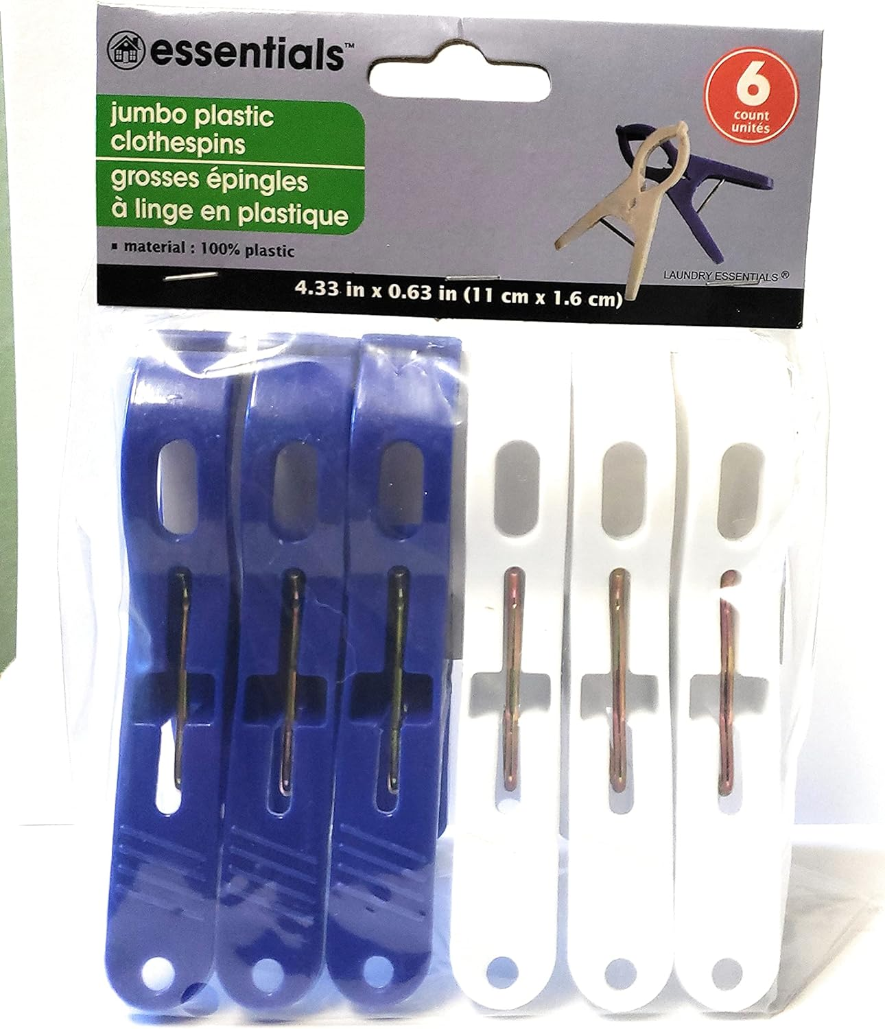 1 X Jumbo Plastic Clothespins 6 Pack 705353340529 | eBay