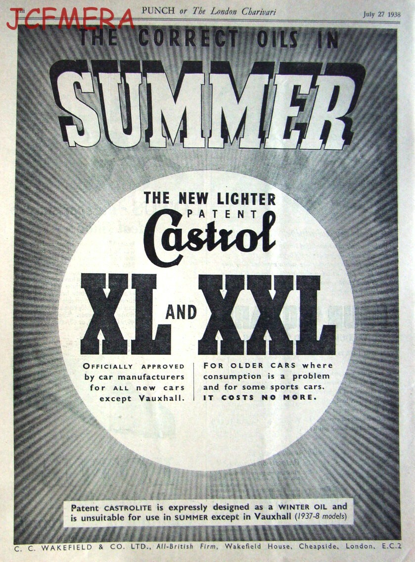 Castrol 'XL & XXL' Lubricating Motor Oil ADVERT - 1938 Art Deco Print ...