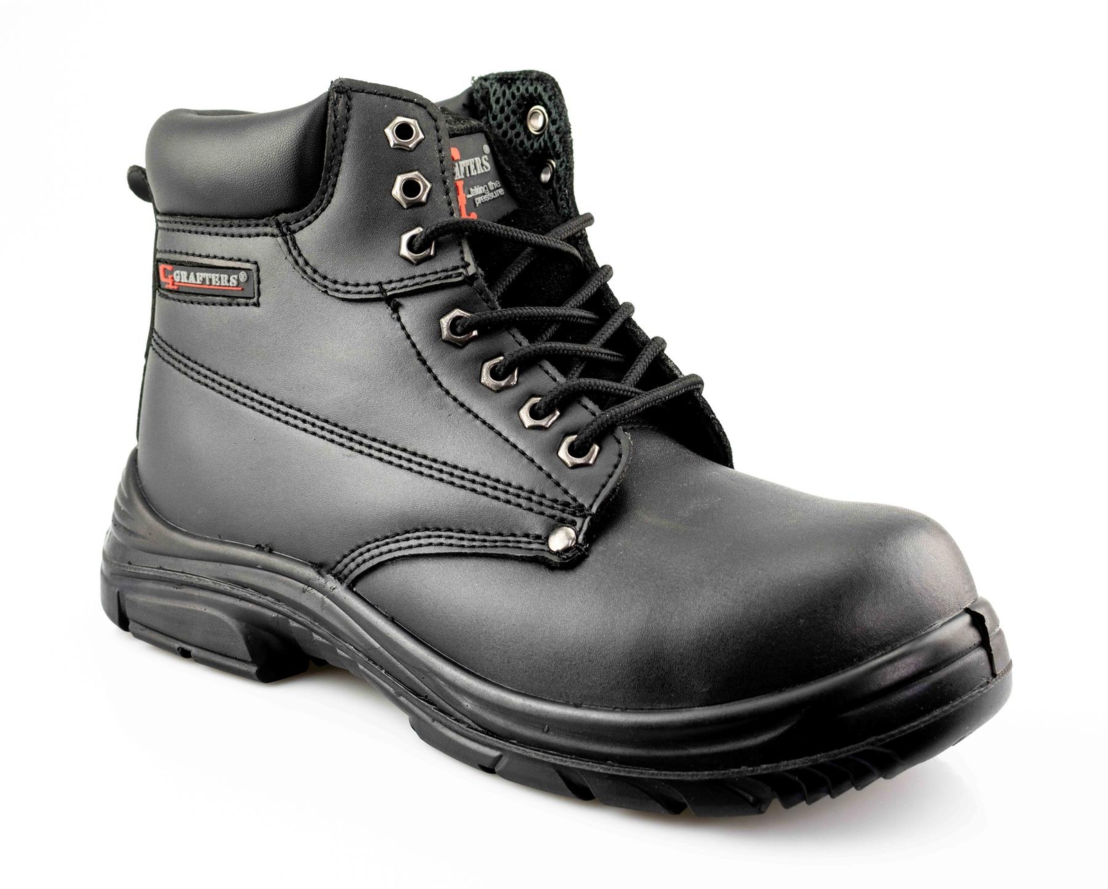 Mens Leather Safety Steel Toe Cap Wide Fit Lace Up Ankle Work Boots ...