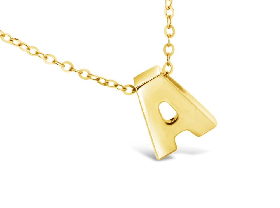 14k Solid Yellow Gold Block Letter Initial Pendant Necklac A-Z Charm ...