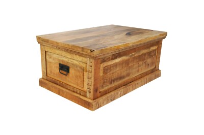 Mango Wood Industrial Sawn Finish Blanket box | eBay UK
