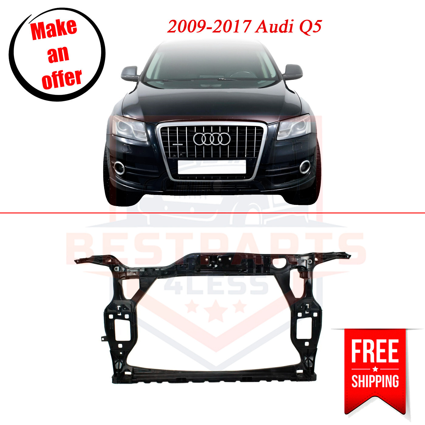 2009 - 2016 Audi Q5 Radiator Core Support Bracket Panel OEM 8R0805594D ...