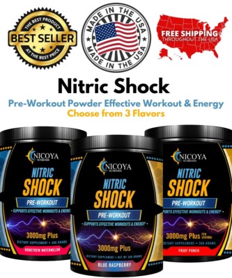 Nitric Oxide Pre Workout Powder, Effective Workouts & Energy 3000mg -3 ...