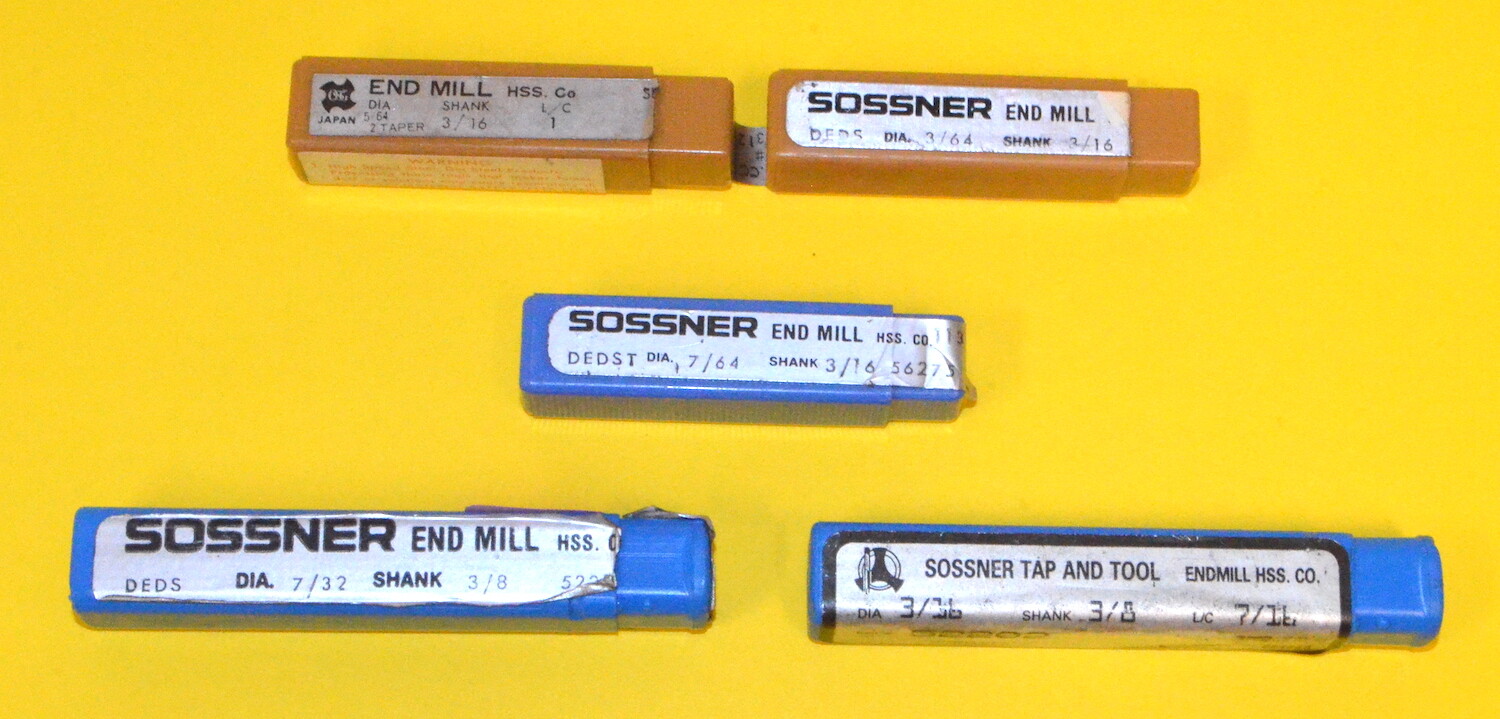 *Lot of 5* Sossner (1-OSG) HSS End Mills, Various Sizes *New, Open ...
