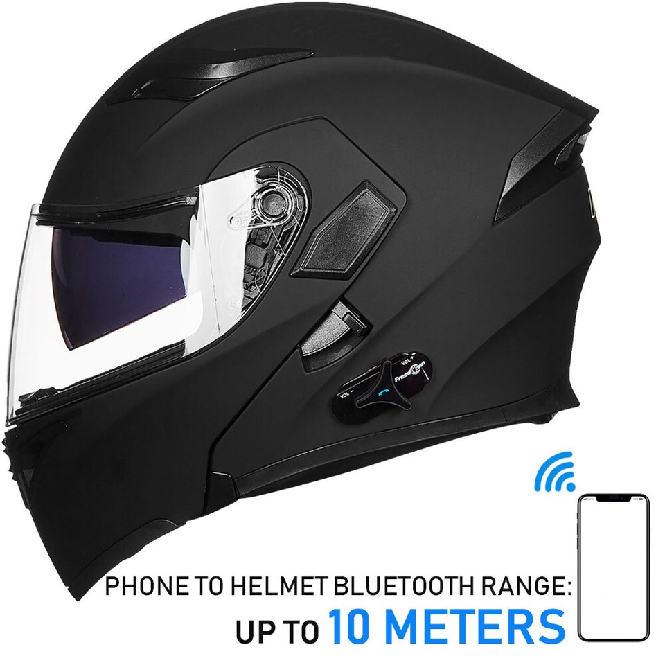 ILM Blue Tooth Motorcycle Helmet Flip up Modular Dual Visor Intercom FM ...