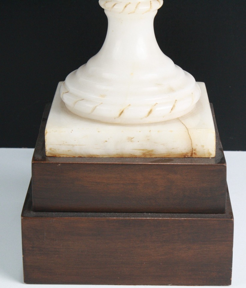 Vintage Neoclassical Italian Carved Alabaster Marble Table Lamp With ...