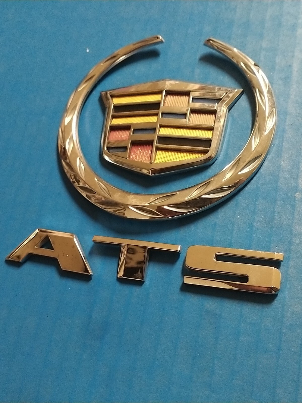 CADILLAC ATS CHROME REAR TRUNK EMBLEMS WITH CREST OEM USED LOGO | eBay