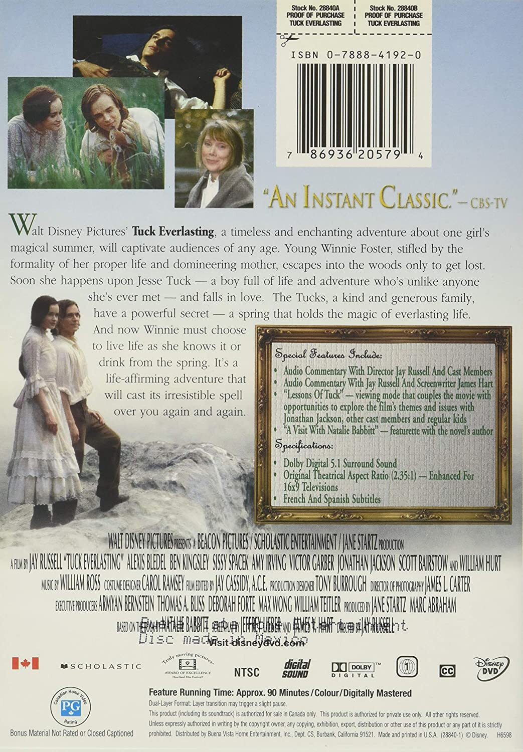 Disney's Tuck Everlasting (DVD) Alexis Bledel Jonathan Jackson Ben ...