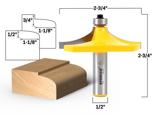 2-3/4" Diameter Thumbnail Table Edge Router Bit - 1/2" Shank - Yonico ...