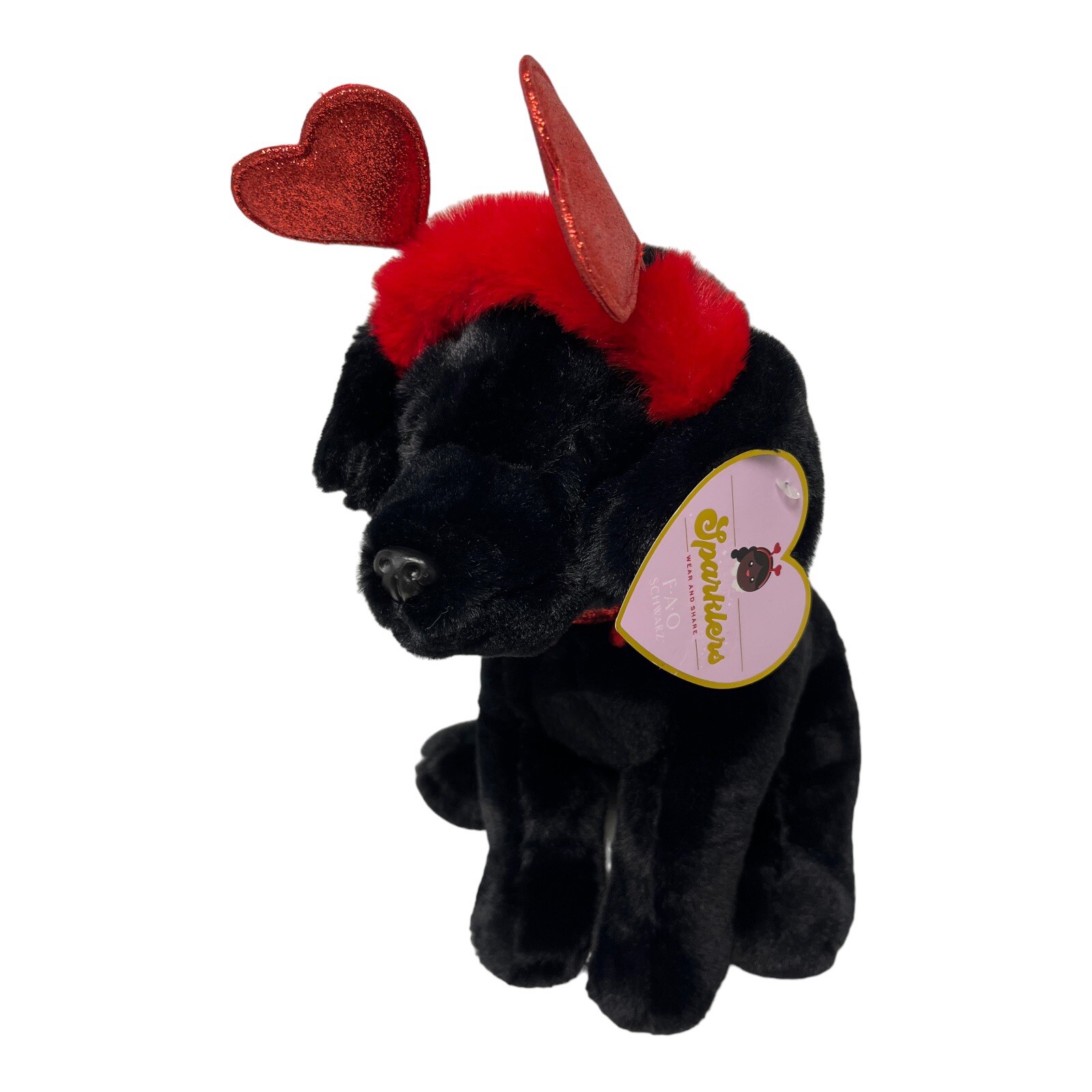 Fao Schwarz 12" Black Labrador With Heart Boppers Plush 12" NEW TAGS ...