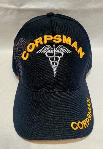 Corpsman Baseball Cap Hat Black Yellow Medical Embroidered Adjustable ...