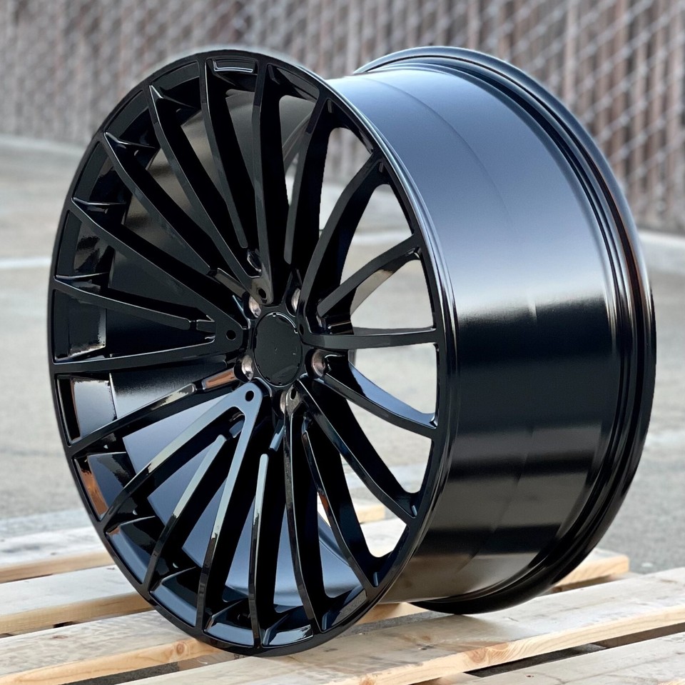 5x112 GLOSS BLACK Wheels 19x8.5 19x9.5 Staggered Fit Mercedes E350 S430 ...