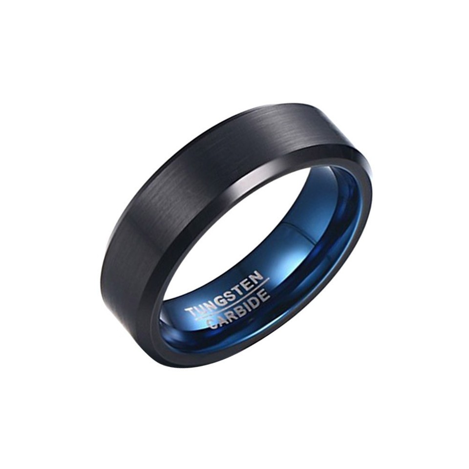 6mm Inner Plating Blue Outer Black Coating Tungsten Steel Fashion ...
