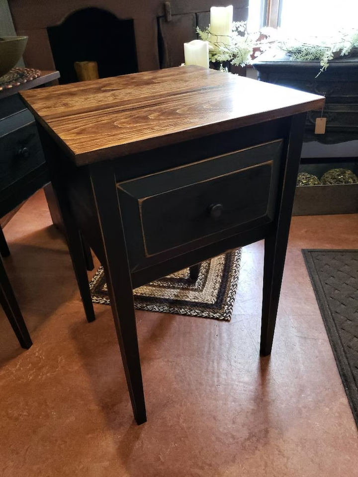 Farmhouse Rustic Square End Table Sofa Living Room Accent Table Free ...
